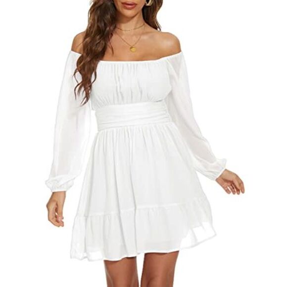 FOROLAV | Dresses | Forolav Womens Puff Sleeve Tie Back Aline Dress ...